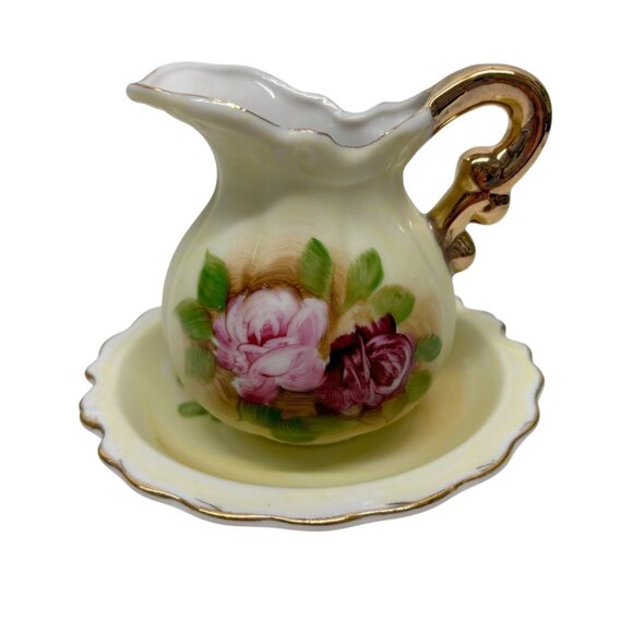 Accents | Vintage Handpainted Floral Miniature Creamer Set With Gold ...